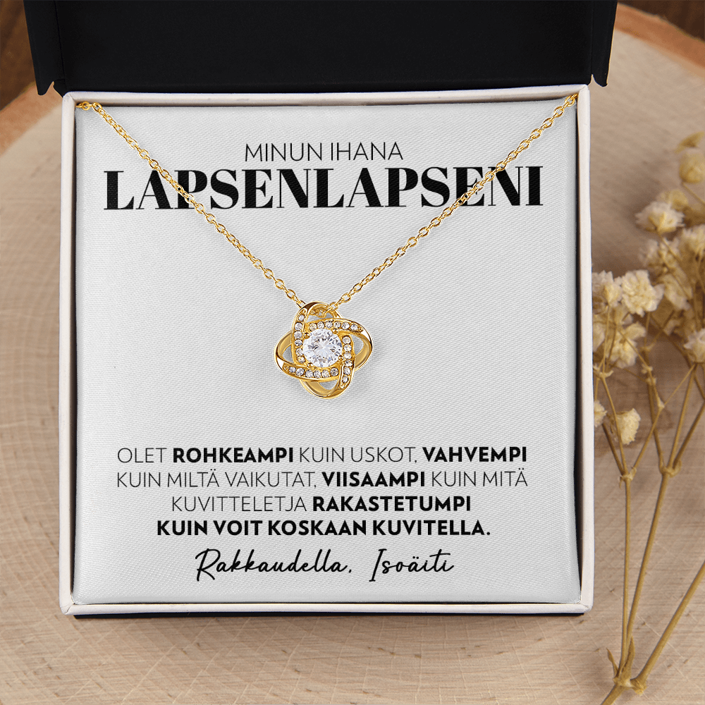 Olet Rohkea - Love Knot Kaulakoru Lapsenlapselle, Isoäidiltä – Helmi Lahja